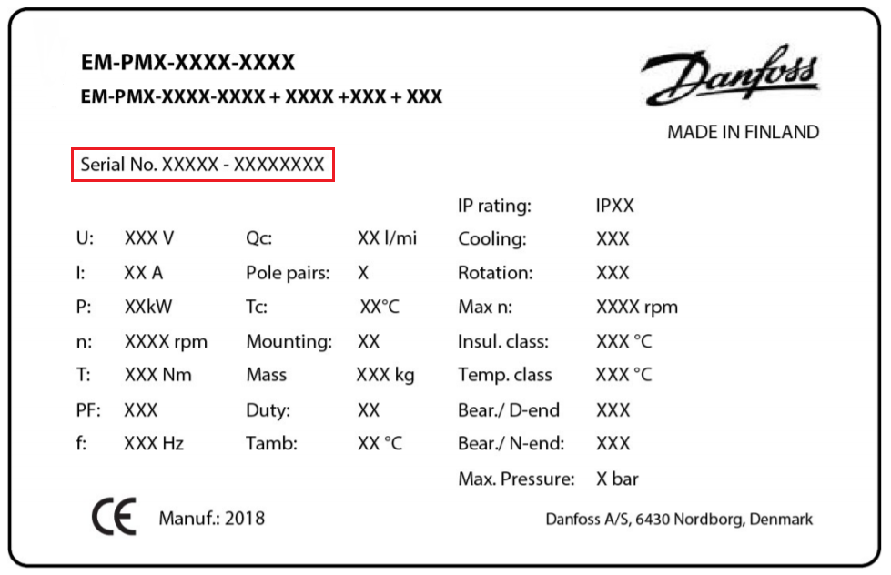 Rating Plate in Machines – Danfoss Editron